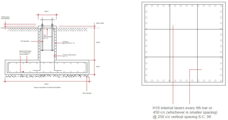 30m High Mast Foundation Drawing - CivilWeb Spreadsheets