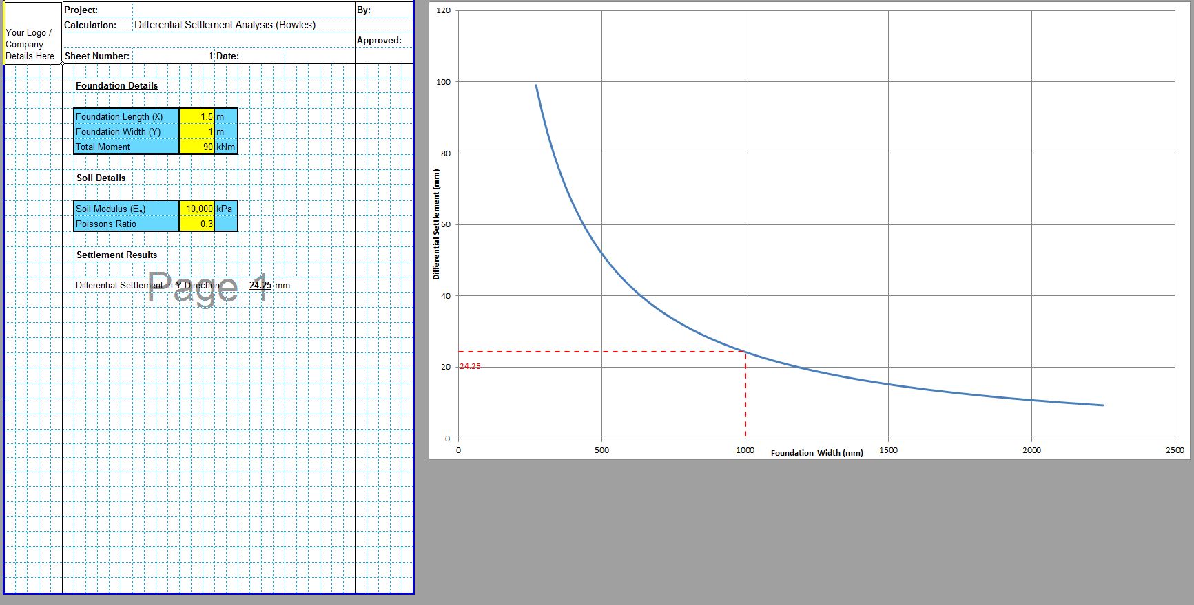 Differential Settlement Calculation - CivilWeb Spreadsheets