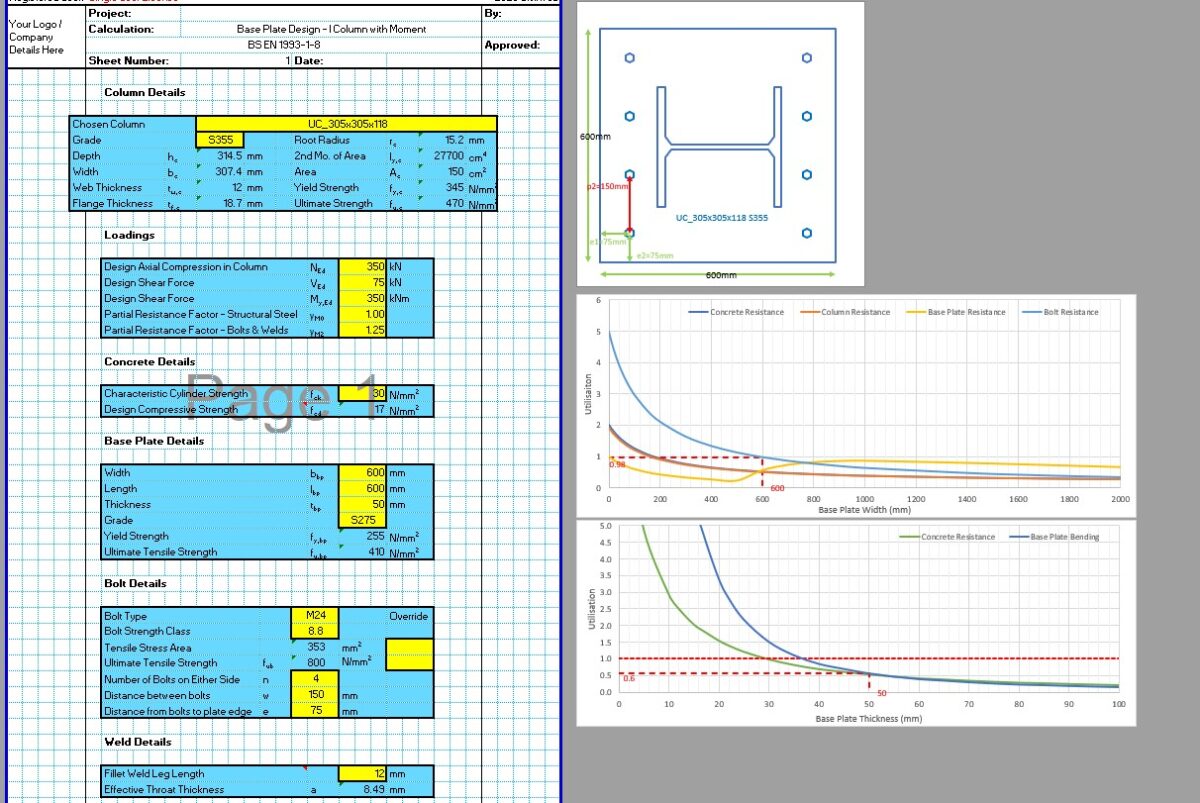 Steel Connection Design Spreadsheet - CivilWeb Spreadsheets