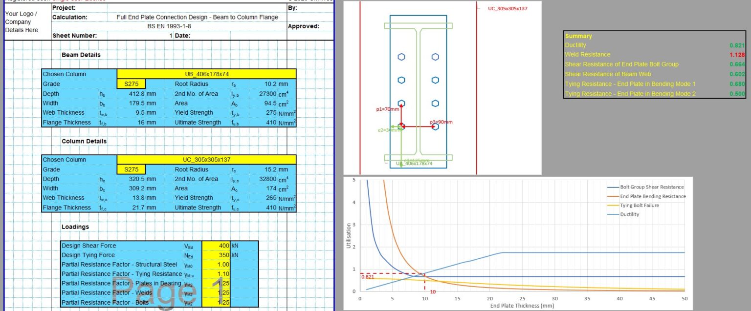 Steel Connection Design Spreadsheet - CivilWeb Spreadsheets