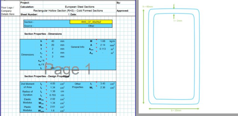 European Steel Section Properties Excel - CivilWeb Spreadsheets
