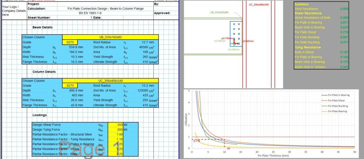 Steel Connection Design Spreadsheet - CivilWeb Spreadsheets