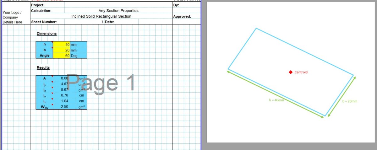 Section Modulus Calculator Rectangle - Built Up Inclined Rectangle ...