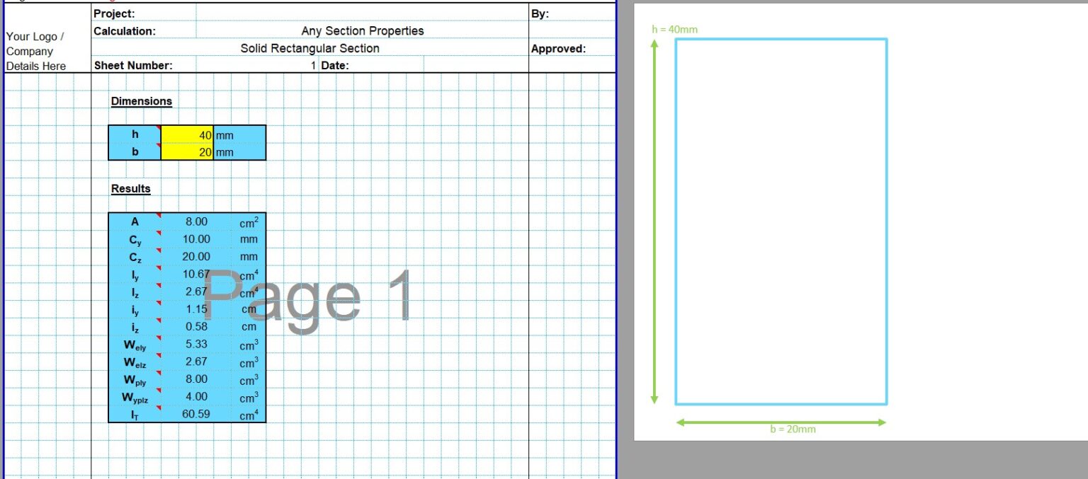 Section Modulus Calculator Rectangle - Built Up Solid Rectangle ...