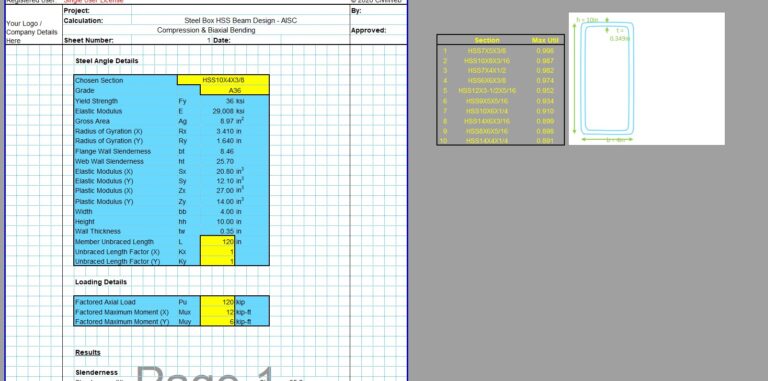 Steel Column Design Spreadsheet - CivilWeb Spreadsheets