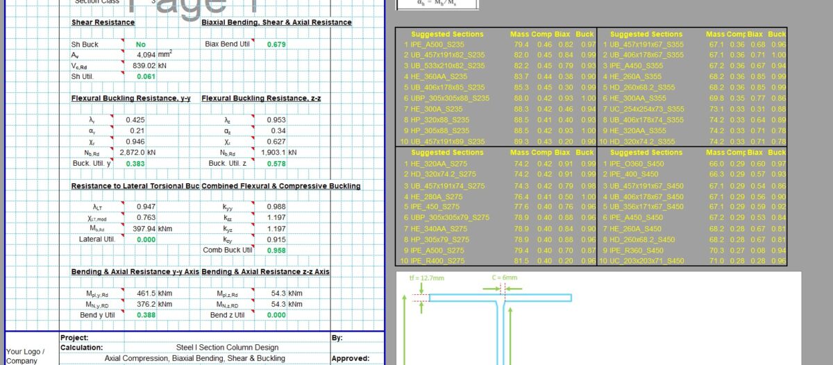 Steel Column Design Spreadsheet - CivilWeb Spreadsheets