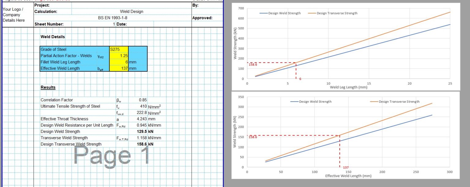 Weld Design Spreadsheet - CivilWeb Spreadsheets