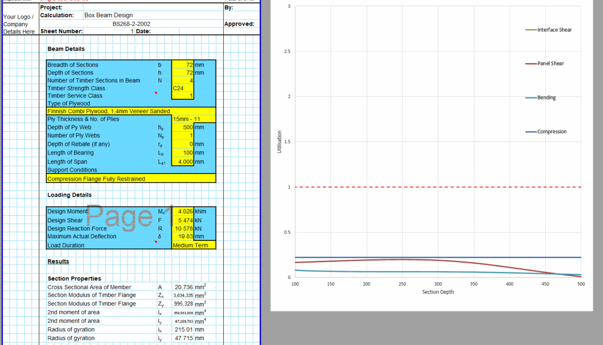 Timber Design Spreadsheet - CivilWeb Spreadsheets